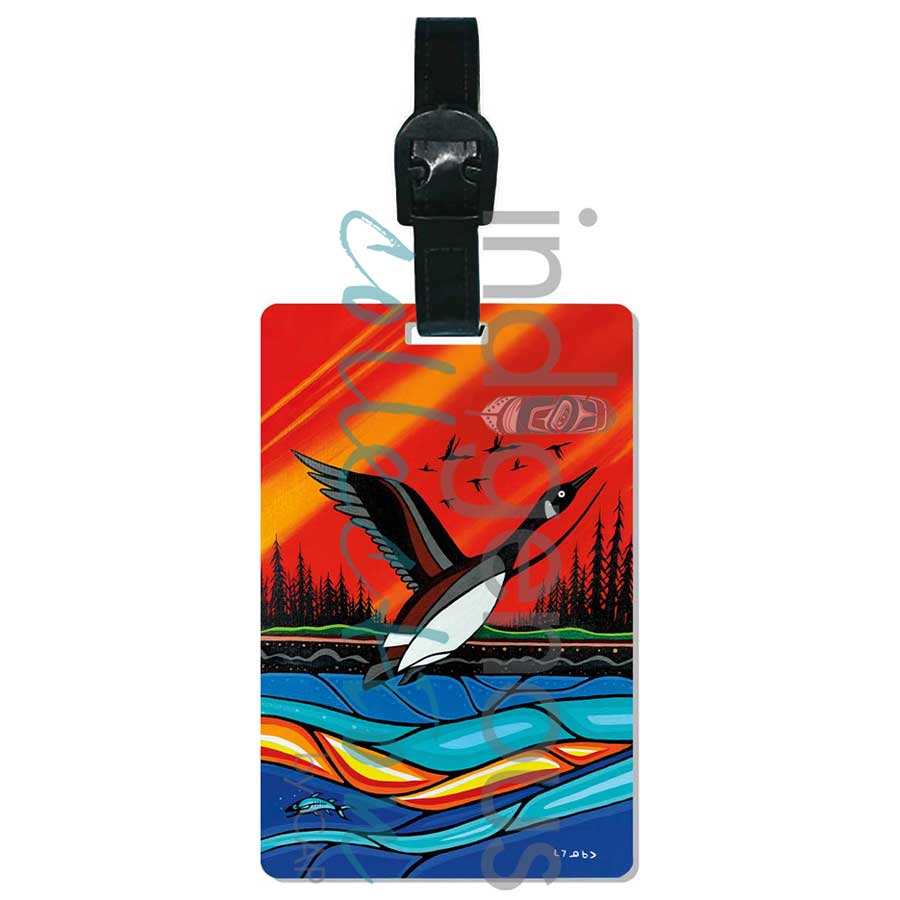 Canadian Geese in Flight Luggage Tag by artist Jeffrey Red George ...