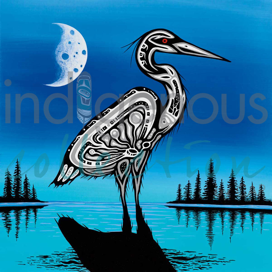Great Blue Heron by artist Jeffrey Red George – Indigenous Collection ...