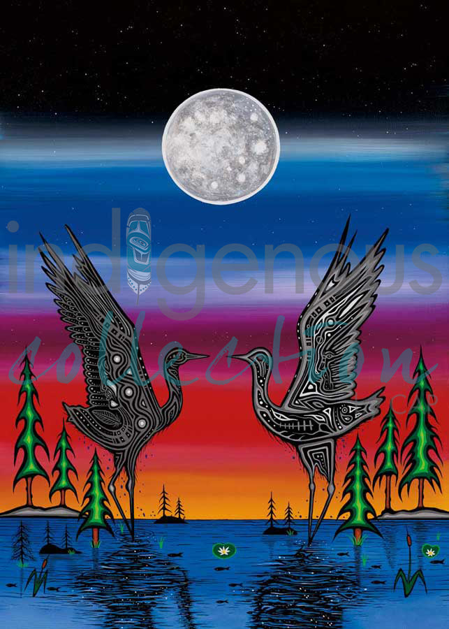 Cranes in Love by artist Jeffrey Red George – Indigenous Collection and ...