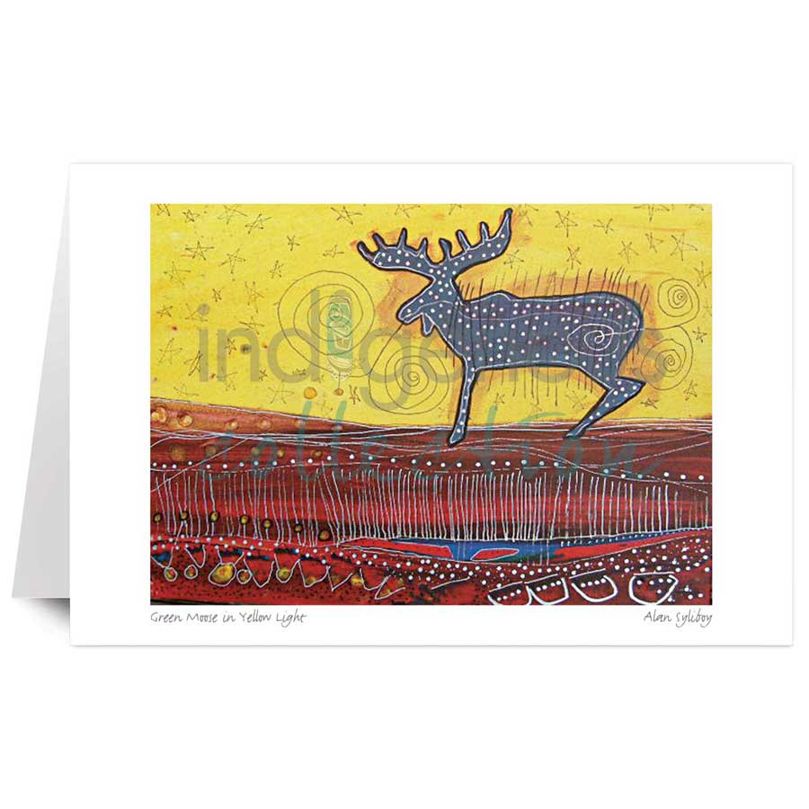 Green Moose in Yellow Light by artist Alan Syliboy – Indigenous ...